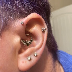 Skull Moth Ring for Septum & Daith Piercings, Death's Head Moth Captive ...