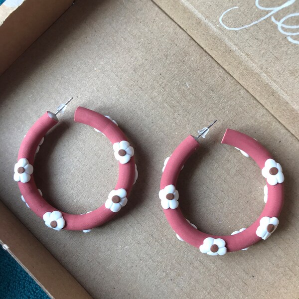 MINI FLUMP Handmade Twisted Hoop Polymer Clay Earrings Boho Huggie ...