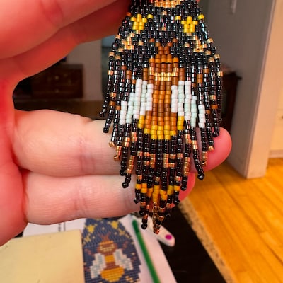 Raven Bead Earrings Pattern Pdfbrick Stitch Seed Bead Digital ...