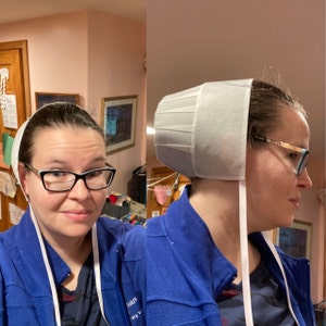 Amish Woman's Covering Extra Large Cap Kapp Bonnet With Strings Prayer ...
