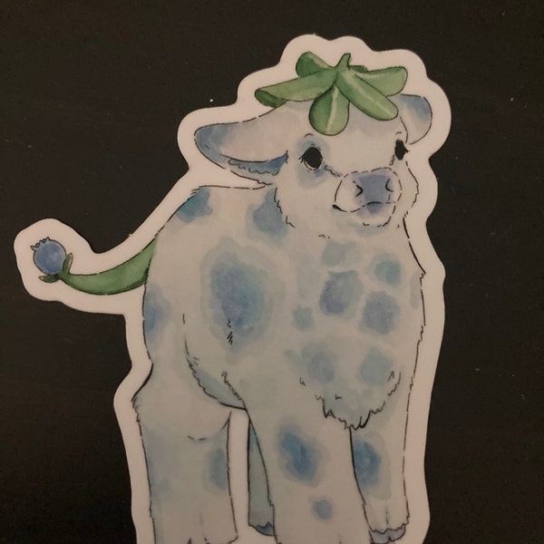Blueberry Cow Sticker - Etsy