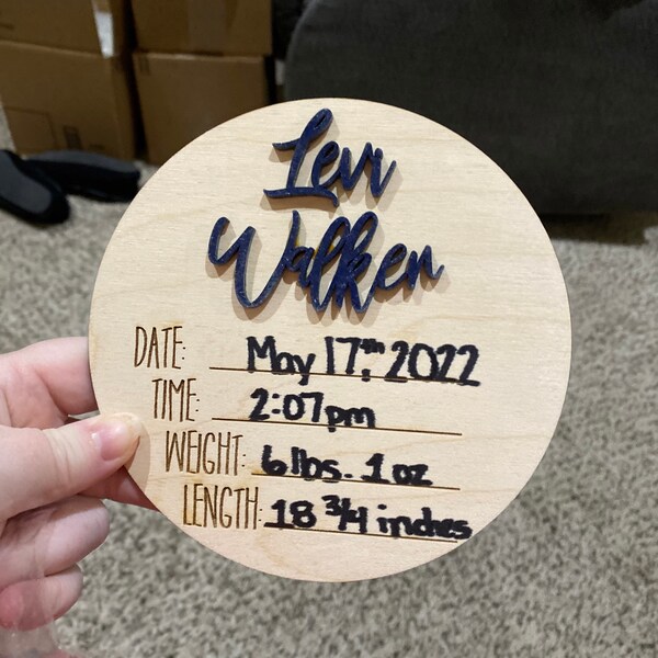 Custom Hospital Welcome 3D Hello Name Date Time Weight Length Birth ...