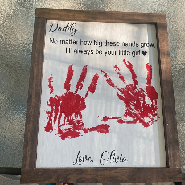 DAD - Father's Day Gift, Father's Day Wooden Sign, DIY Handprint Sign ...