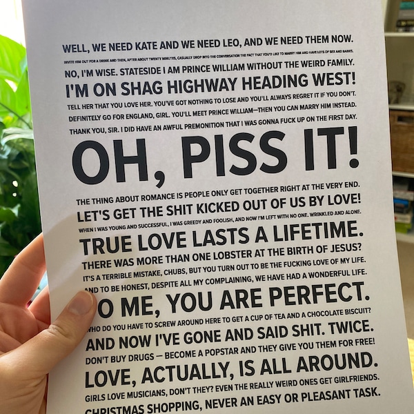 Love Actually Quotes (A5, A4, A3 Poster or Print) - Etsy UK