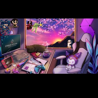 Animated Twitch Overlay Cozy Lofi Desk Stream Screen, Lofi Desk Stream ...