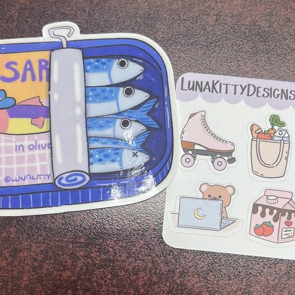 Cute Sardine Tin Vinyl Sticker, Original Design - Etsy
