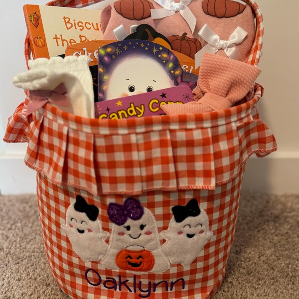 Halloween Basket Girl Ruffle Basket Bunny Boy Basket Candy Gift Bucket ...