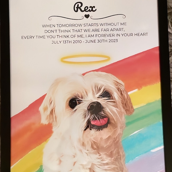 In Memory of Dog Portrait From Photo DIGITAL DOWNLOAD Pet Memorial Gift ...