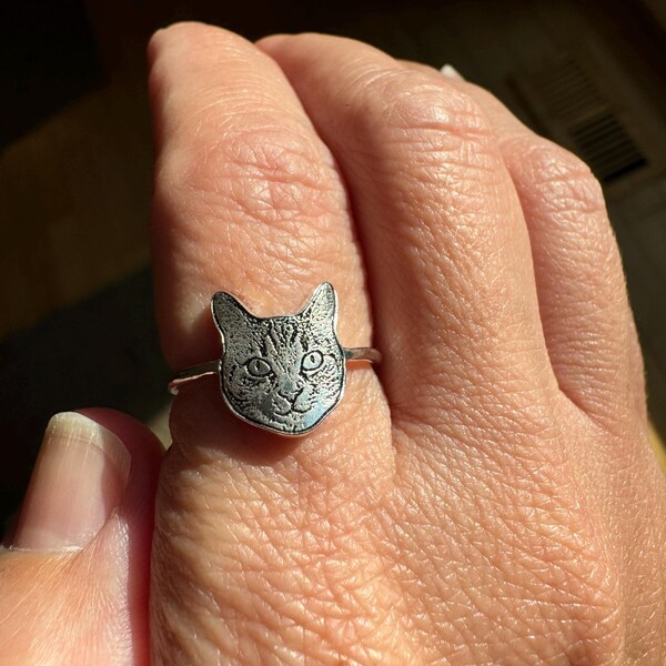 Custom Pet Portrait Ring • Your Pet Ring • Personalized Pet Ring • Cat ...