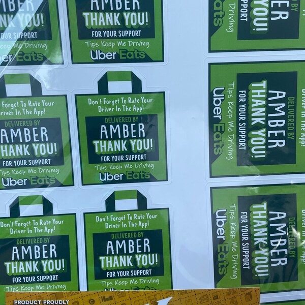 Personalized Uber Eats Labels - Delivery Bag Shaped Stickers - Food ...
