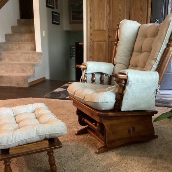 Glider or Rocking Chair Cushion Set in Natural Muslin Twill, Dutailier ...