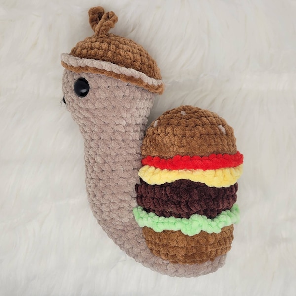 Burger Snail Crochet Pattern Amigurumi, Snail Stuffed Animal Plush Toy ...