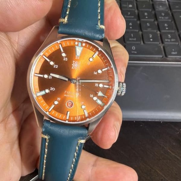Petrol Blue Full Grain Leather Watch Strap, Quick Release, Padded ...