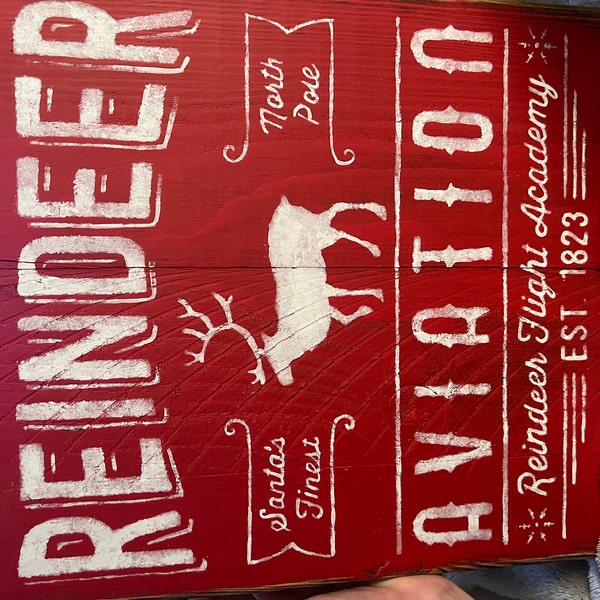 Reindeer Sign Decor | Christmas Decoration | Rustic Holiday Wooden Sign ...