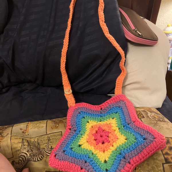 Rainbow Star Purse Digital Crochet Pattern, Instant Download Star Cross ...