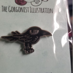 Side Eye Crow Grumpy Raven Enamel Pin - Etsy