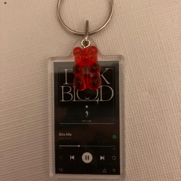 Spotify Song Plaque Keychain - Custom Key Chain + Add Charm Gummybear ...