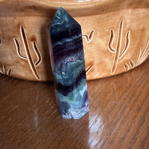 Rainbow Fluorite Crystal Tower Point - Raw Fluorite Gemstone Point ...