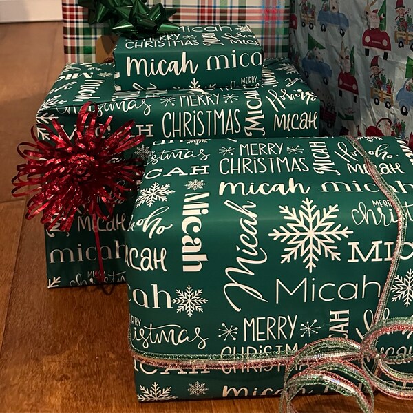 Custom Name Wrapping Paper, Personalized Christmas Wrapping Paper Roll ...