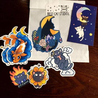 Angel Black Cat Cat Sticker Water Resistant Sticker, Laptop Sticker ...