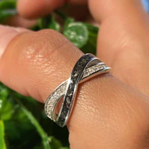 925 Sterling Solid Silver Infinity Ring With Blank Bezel and Zircon ...