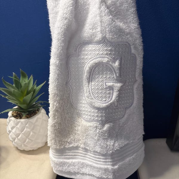 Embroidered Embossed Bath Hand Towel - Etsy