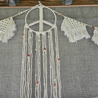 Macrame Peace Sign, Hippie Decor, Boho Home Decor, Peace Sign Decor ...