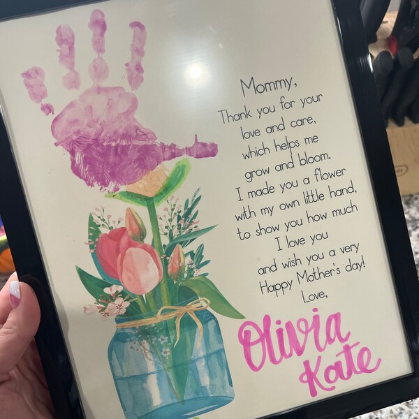 Mother's Day Flower Handprint Crafts, Printable Handprint Footprint Art ...