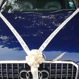 Personalised Wedding Car Ribbon and Bonnet Bow Kit Printed Car Ribbon ...