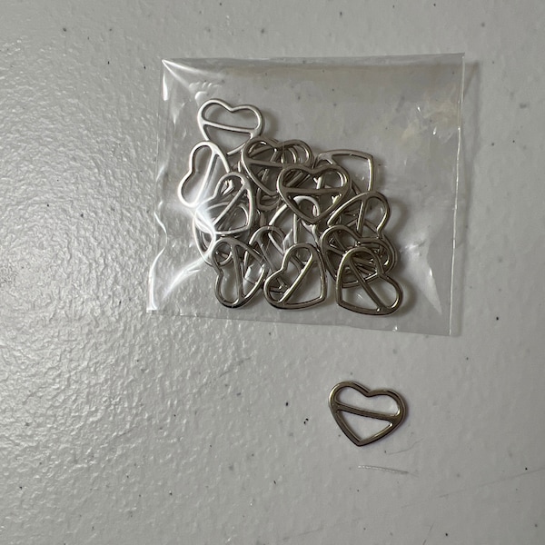 3/8"-10mm, 1/2"-12mm, 5/8"-15mm Metal Heart-shaped Bra Strap Sliders ...