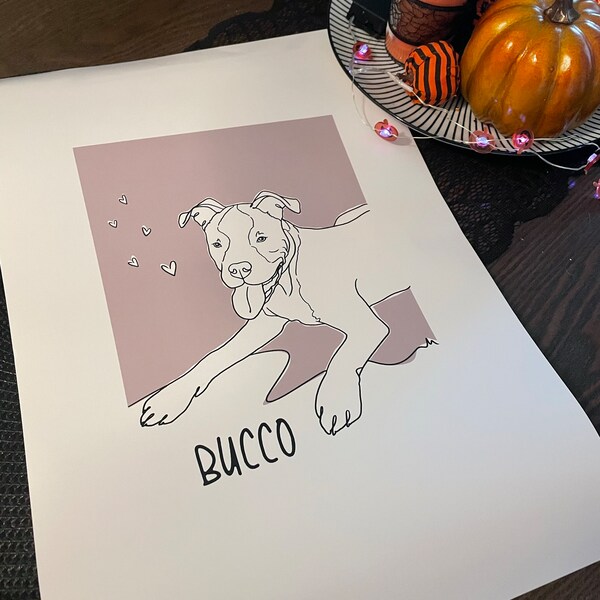Custom Pet Portrait, Custom Line Art, Dog Memorial Portrait ...