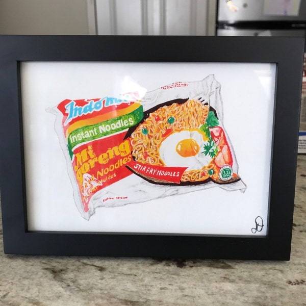 Noodles Art Print | Food Illustration of Indonesian Mi Goreng | Aussie ...