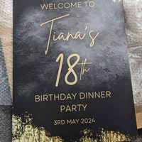 Black & Gold Welcome Board Sign | Personalised Birthday Board ...
