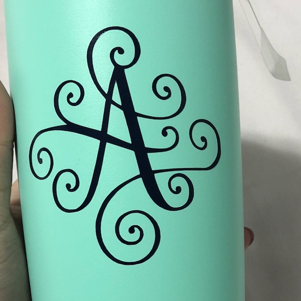 Initial Decal | Monogrammed Decal | Initial Sticker | Elegant Initial ...