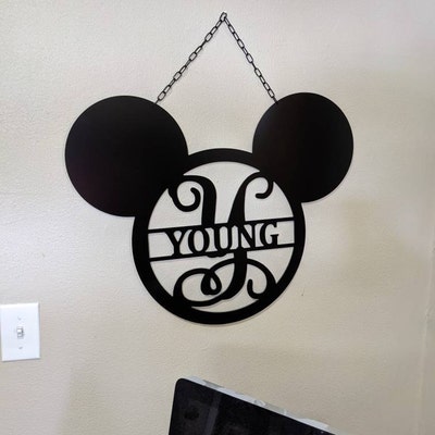 Mickey Silhouette Family Name Monogram Initial Wall/door - Etsy