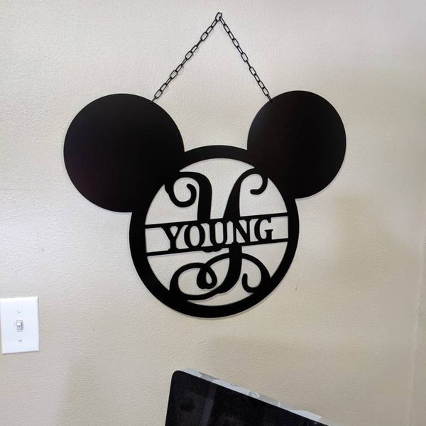 Mickey Silhouette Family Name Monogram Initial Wall/door Hanger Custom ...
