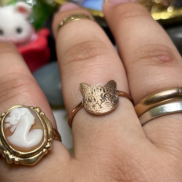 Custom Pet Portrait Ring • Your Pet Ring • Personalized Pet Ring • Cat ...