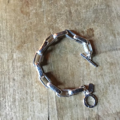 Minimalist Sterling Silver Rectangular Chain Link Bracelet multiple ...