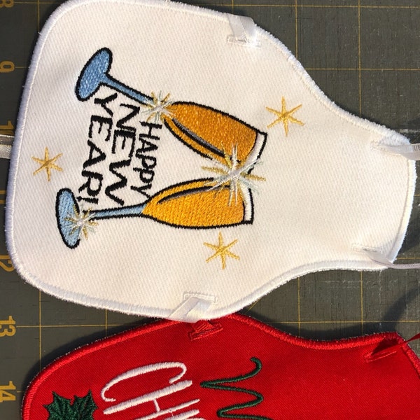 Happy New Year Toast, Champaign Glass- Machine Embroidery Design ...
