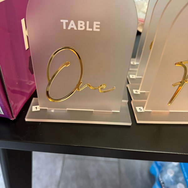 Frosted Arch Acrylic Table Numbers - Frosted Acrylic Sign - Wedding ...