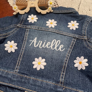Daisy Flower Smiley Face Custom Demin Jean Jacket Personalized Baby ...