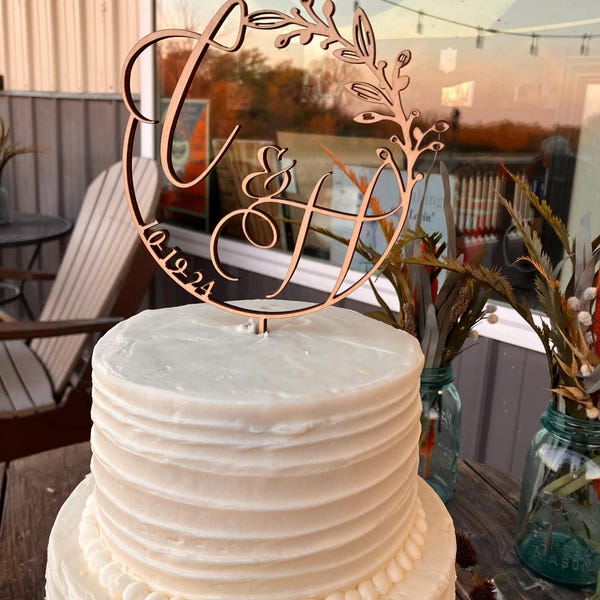 Custom Initial Wedding Cake Toppers, Gold Cake Topper for Wedding ...