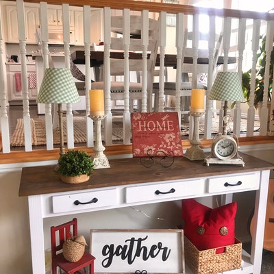 Green Gingham Check Lamp Shade. Checkered. Green and White. Shade is 9. ...