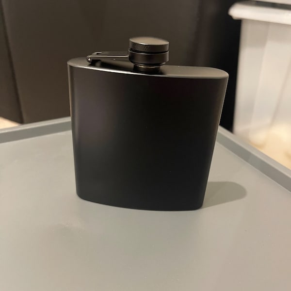 Personalised Black Flask 6oz Stainless Steel Hip Flask for Groomsman ...