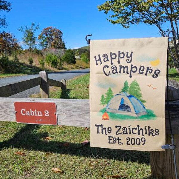 Happy Campers Tent Camping Flag, Personalized Campsite Flag, Camping ...