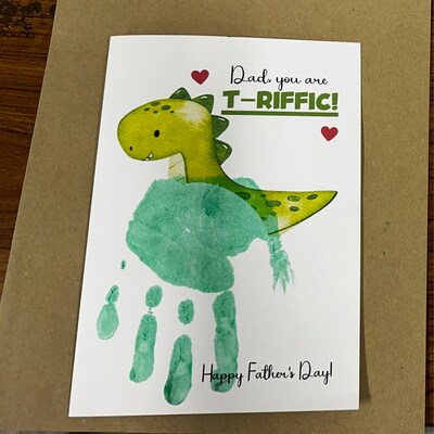 Father's Day Printable, Dinosaur Handprint Art, Fathers Day Gift ...
