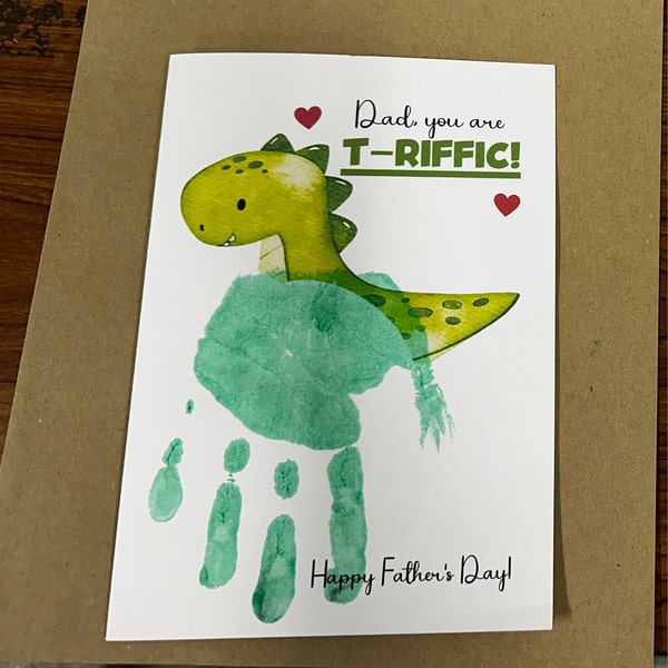 Father's Day Printable, Dinosaur Handprint Art, Fathers Day Gift ...