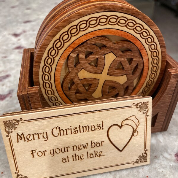 Irish Knotwork Waterproof Wooden Coasters, Set of 6, Celtic Heritage ...