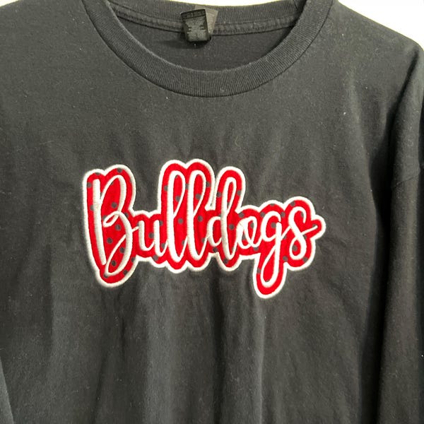 Bulldogs-script-outline Applique - Machine Embroidery Design - 8 Sizes ...
