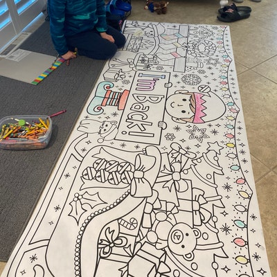 GIANT Christmas Elf Coloring Poster or Table Cover Paper Holiday ...